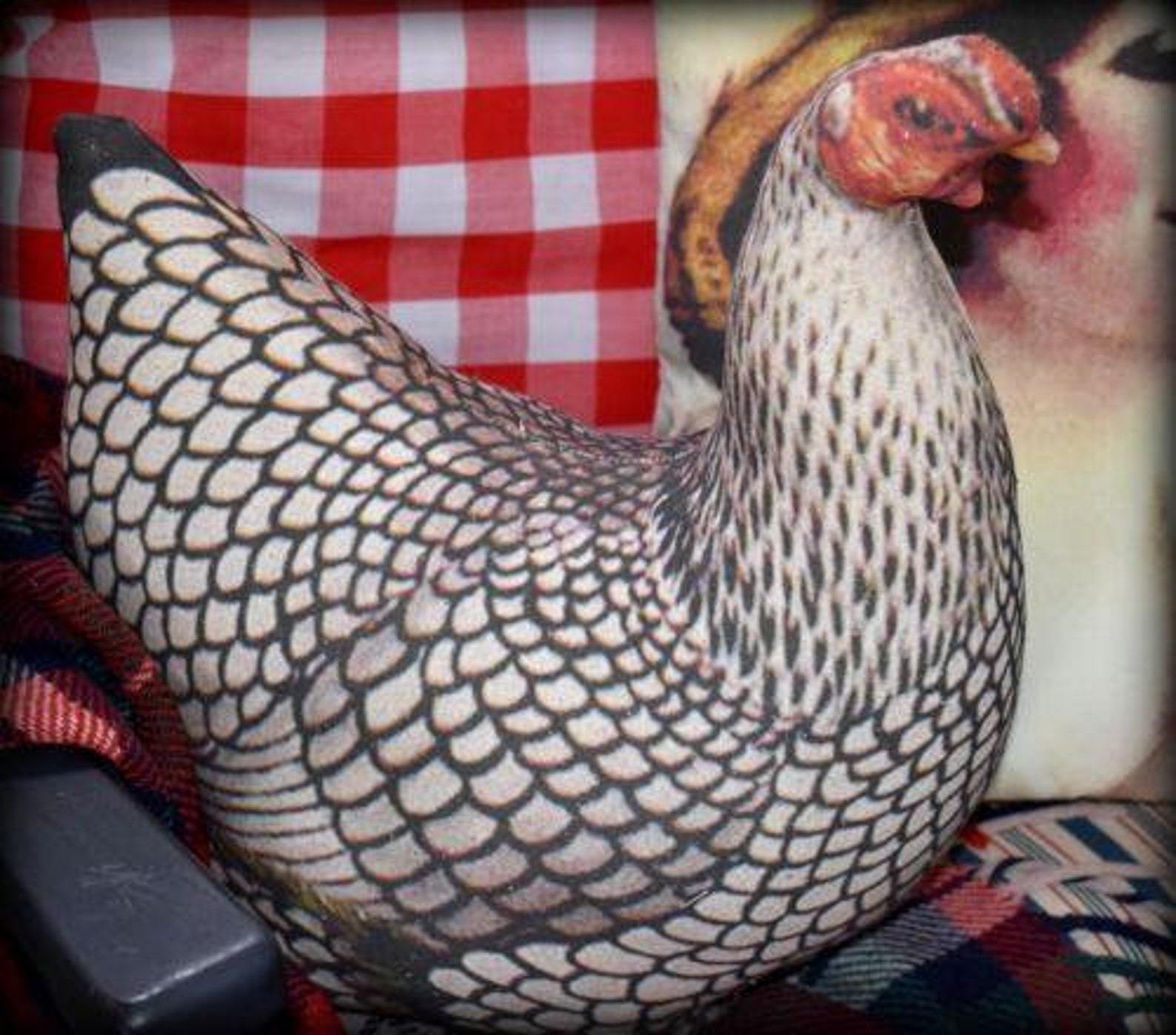 Rustic Primitive Farm Farmhouse Black White Hen Chicken Fake - Etsy