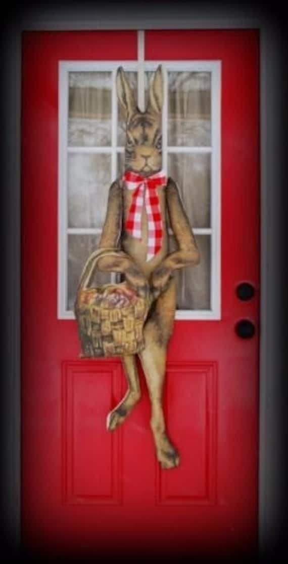 Primitive Garden Bunny Rabbit Door Wall Hanging Porch Sitter | Etsy
