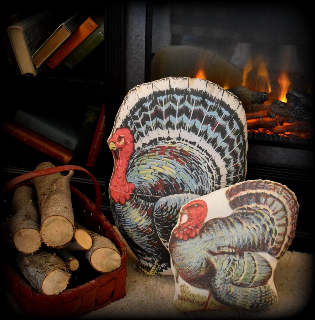 Medium Vintage Stand up Thanksgiving Turkey Stuffed Pillow Fall Decor ...