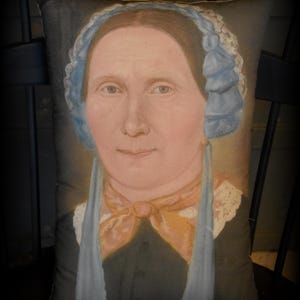Awesome Colonial Lady in Blue Bonnet Portrait Pillow - Etsy
