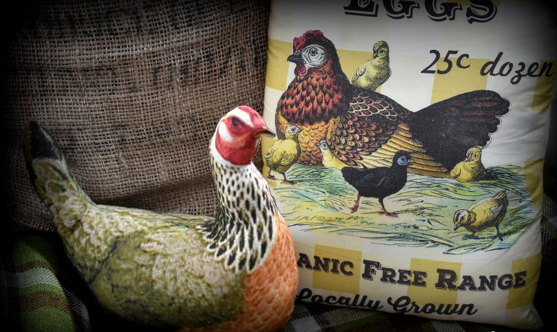 Rustic Primitive Farm Farmhouse Green Rooster Hen Chicken Fake - Etsy