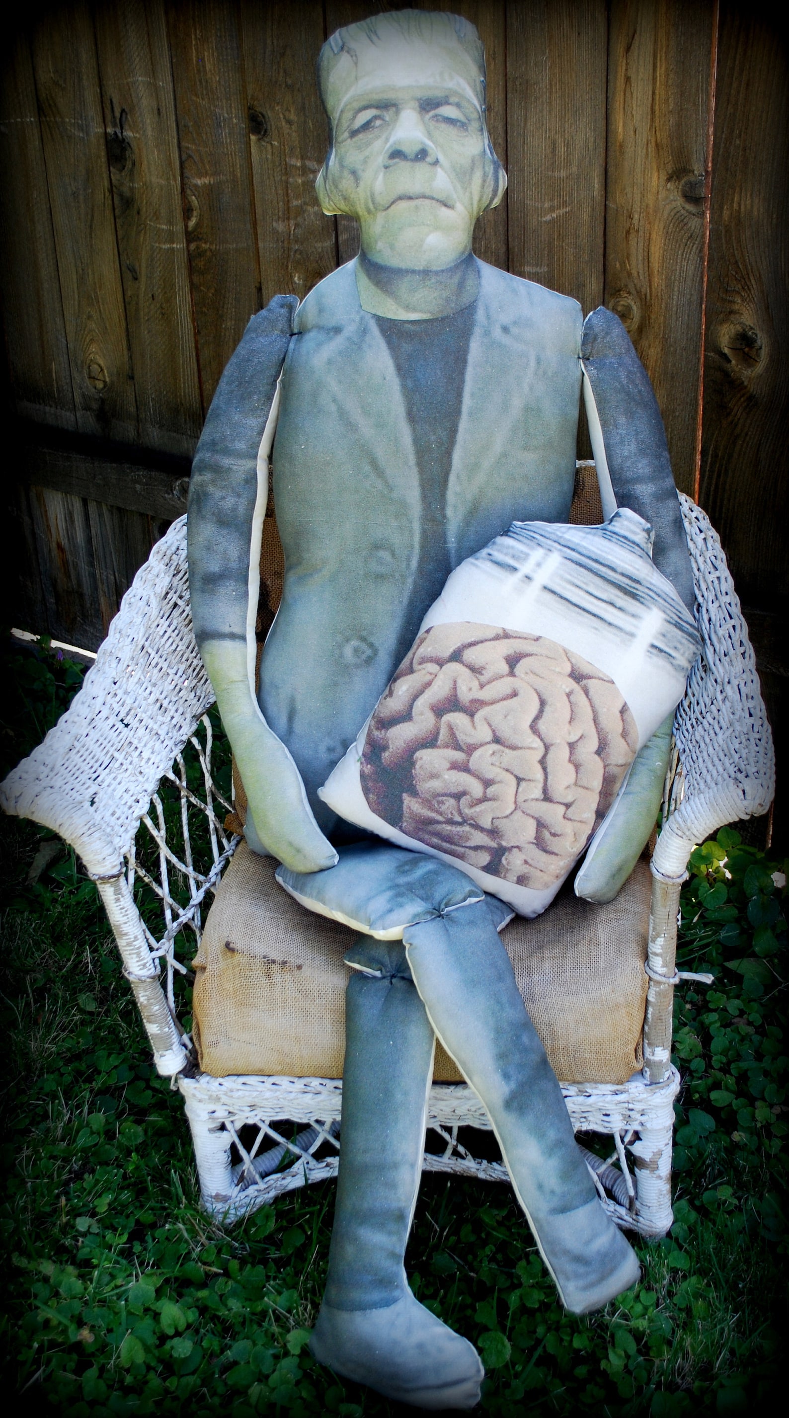 HUGE Halloween Frankenstein Door Doll Wreath Porch Chair Sitter Life ...