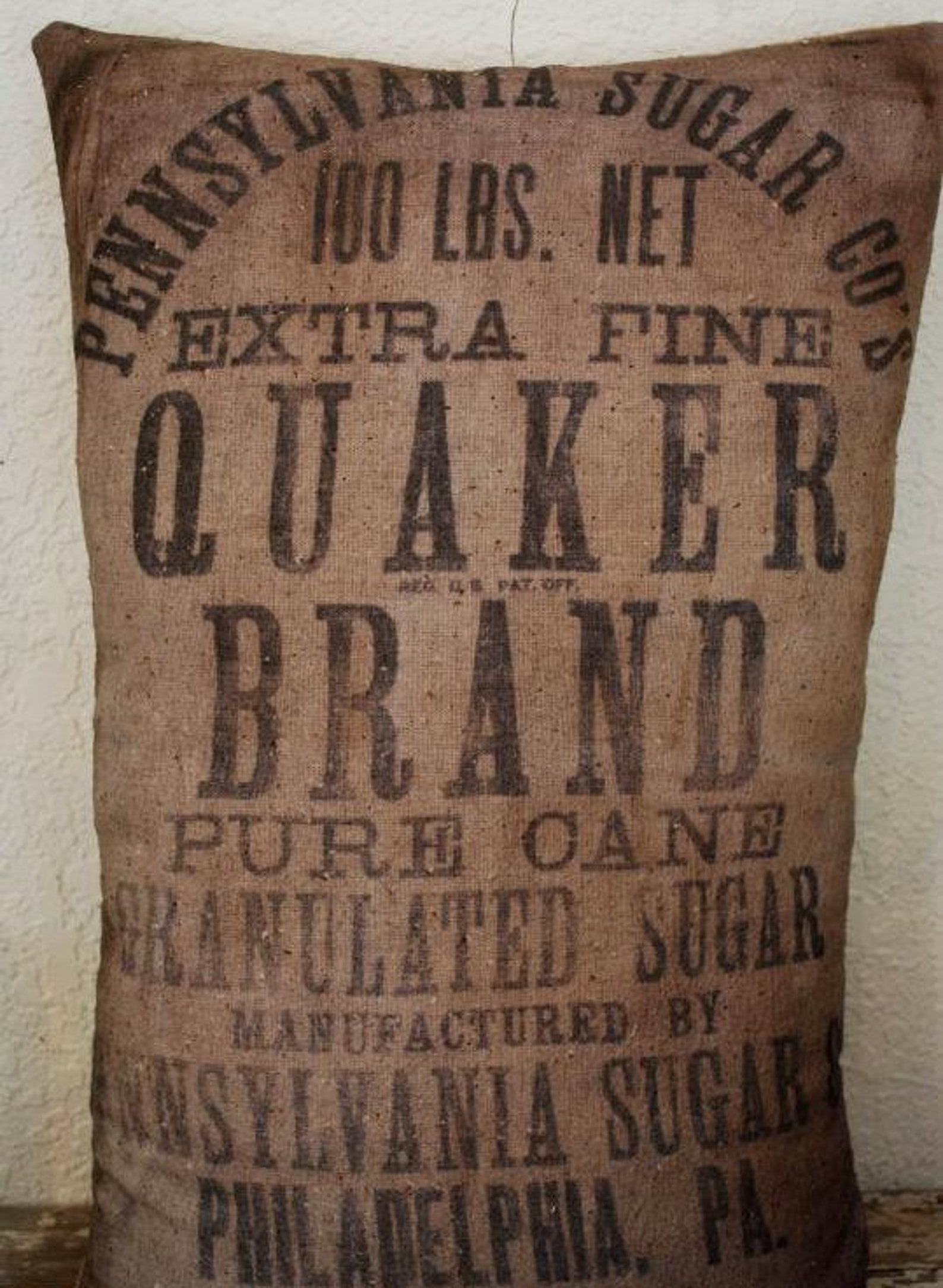 Antique Early Primitive Quaker Sugar Bag Sack Pillow New Clean Made to ...