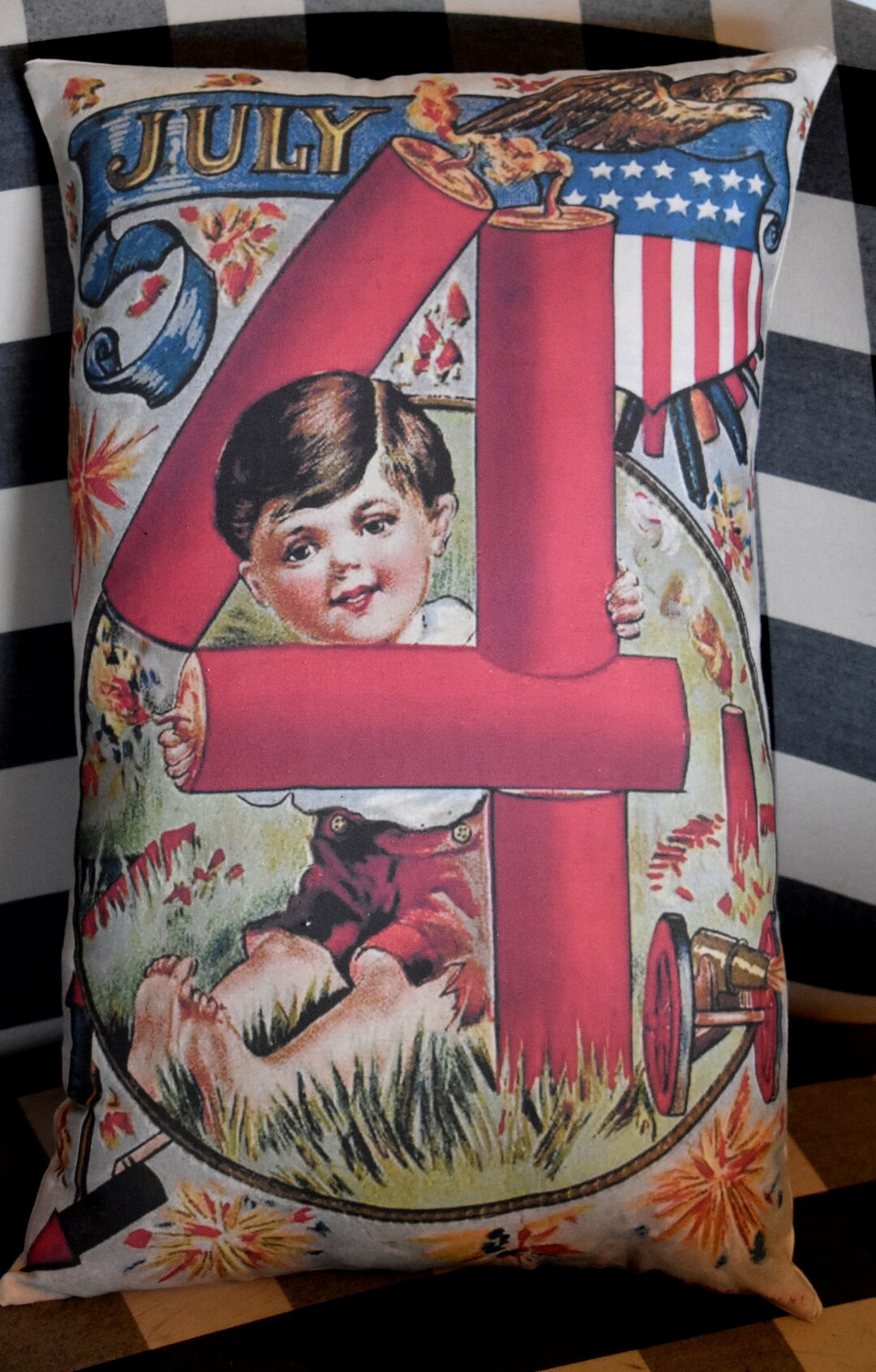 Bright and Happy Number 4 Firecracker Fireworks With American Flag ...