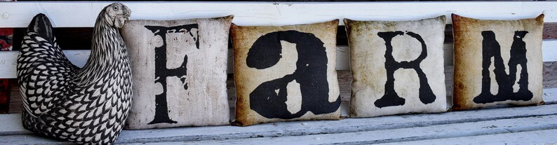 Rustic Primitive Farm Farmhouse Rustic Letters Sign Pillow - Etsy