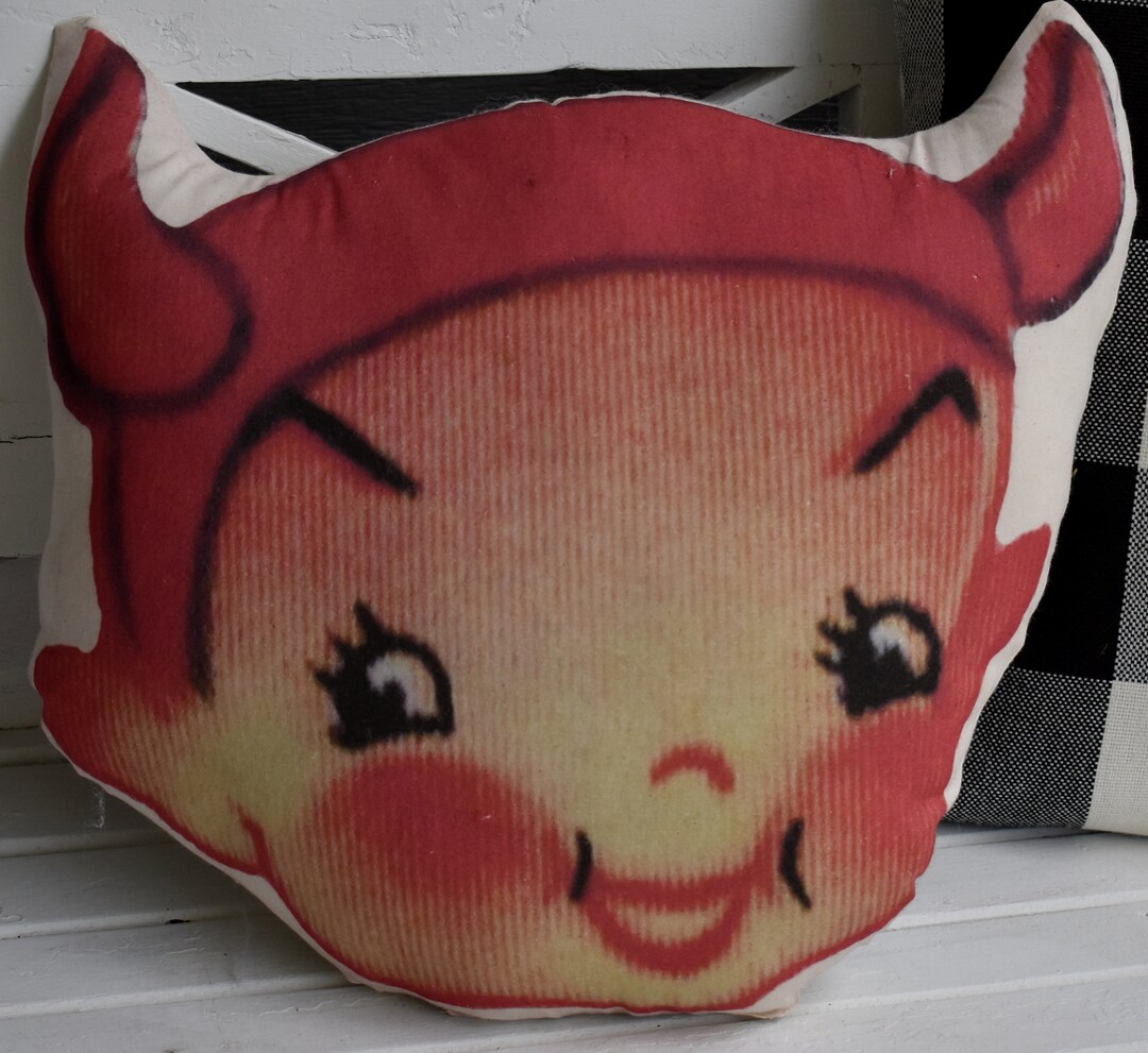 Great Big Retro Vintage Devil Head Boy Evil Smile Halloween Party Prop ...