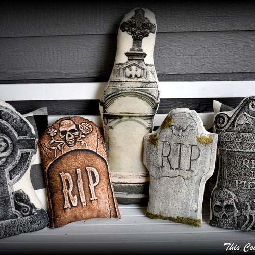 Moss Bat Rip Headstone Tombstone Grave Pillow Halloween Party - Etsy