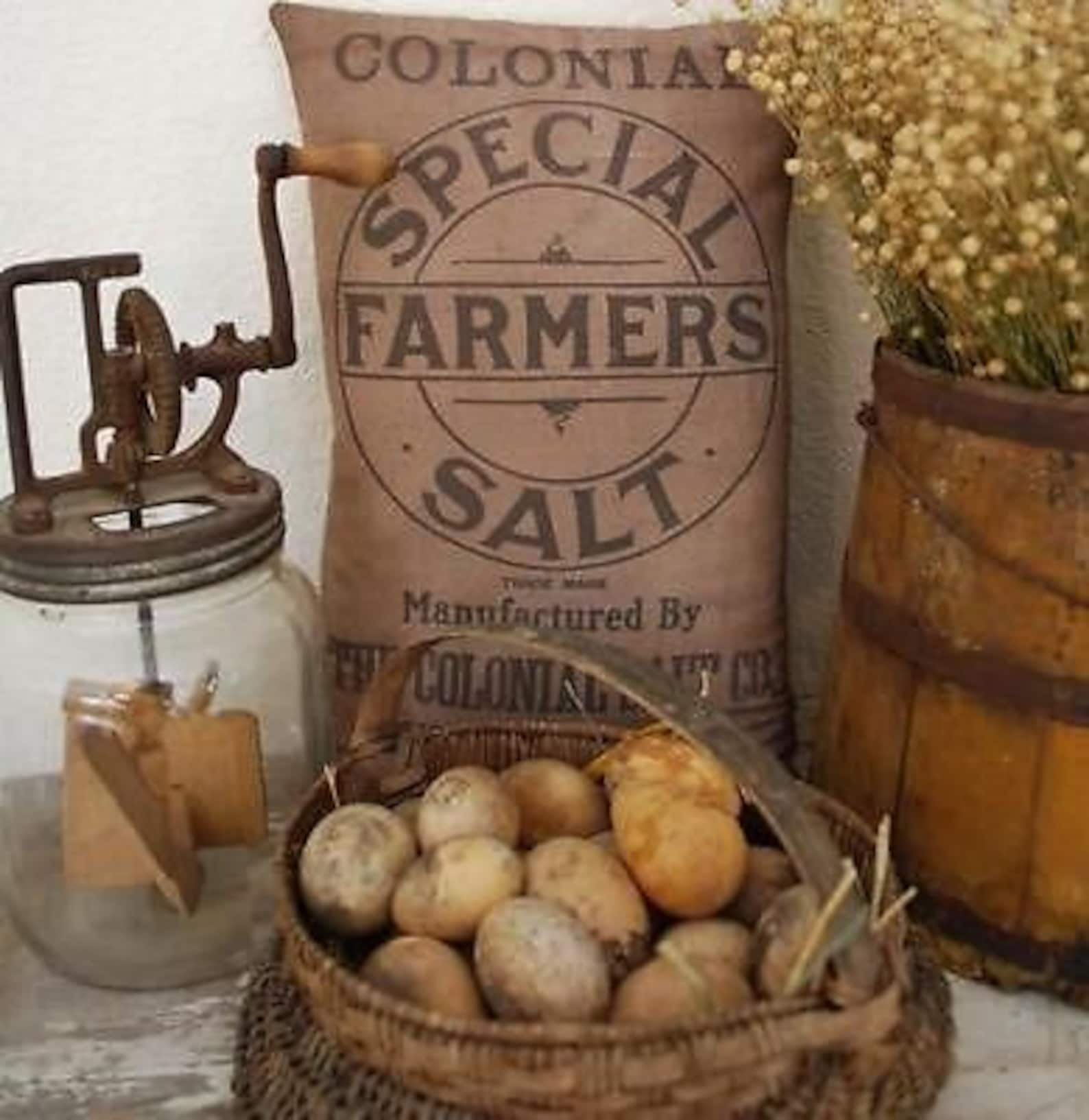 Antique Early Primitive Farmers Salt Bag Sack Pillow New Clean Made to ...