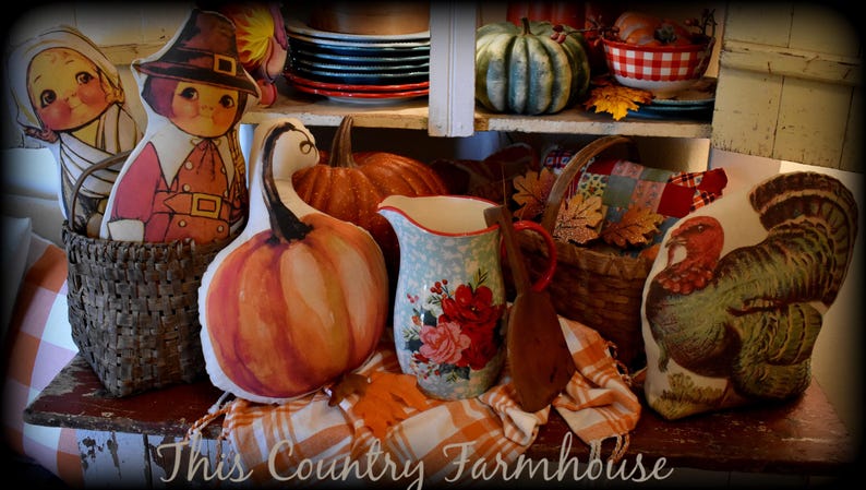 Darling Thanksgiving Pilgrim Couple Stuffed Pillow Tuck Dolls Mr and ...