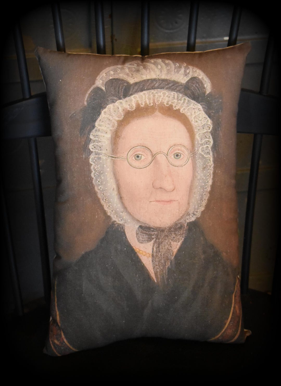 Awesome Colonial Lady in White Bonnet Portrait Pillow - Etsy