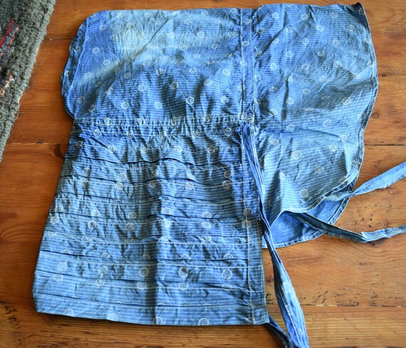 Antique ladies blue calico bonnet primitive - Gem