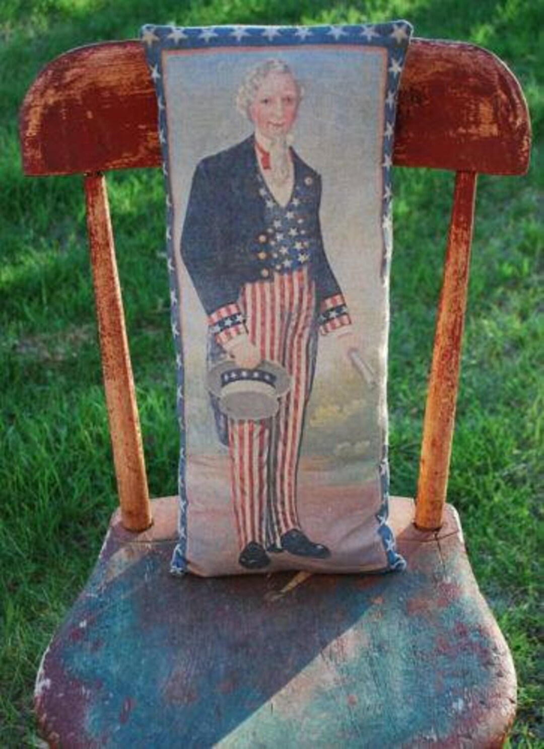 Antique Primitive Vintage Uncle Sam Stars Portrait Patriotic 4th of ...