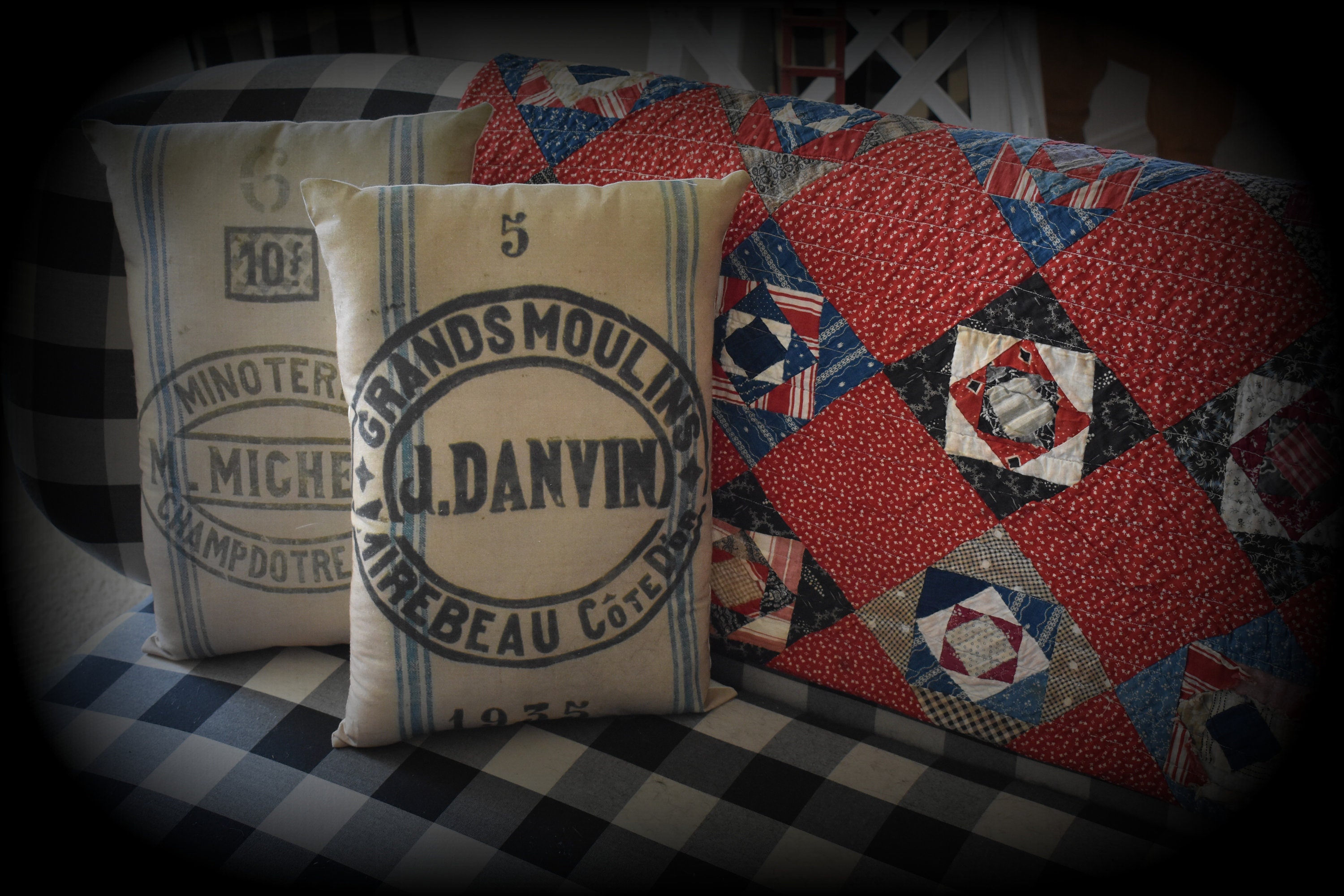 Primitive French Farmhouse Country Grain Sack Linen Look - Etsy