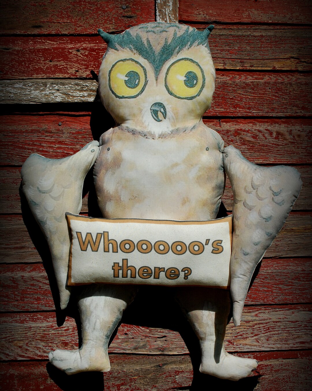 Halloween HUGE Owl Door Hanger Porch Sitter Chair Bench Decor Party ...