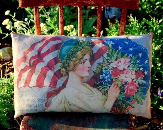 America Lady Liberty American Flags Flowers Floral Farmhouse - Etsy