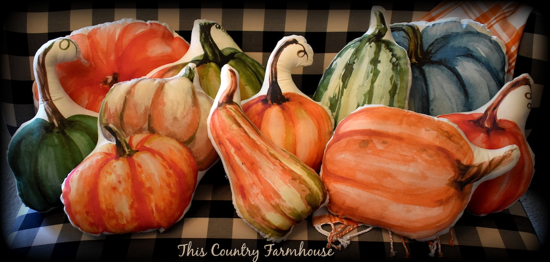 Fall Harvest Garden Autumn BIG Round Red Orange Bottom Pumpkin Gourd ...