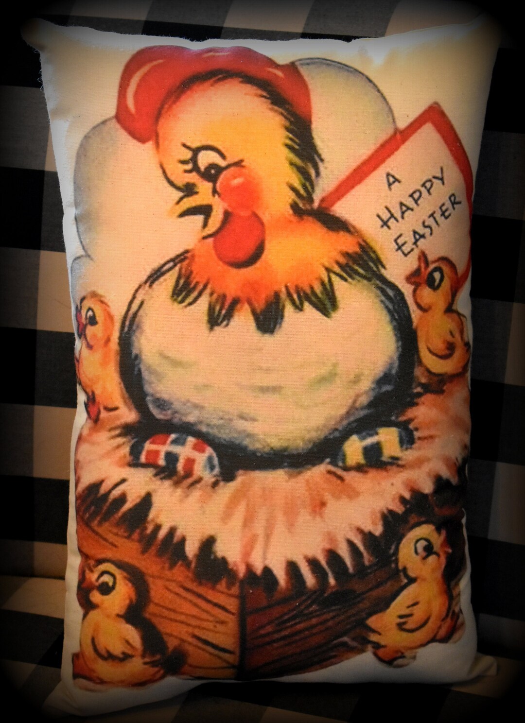 Vintage Hen and Chicks in Easter Egg Nest A HAPPY EASTER Farmhouse ...