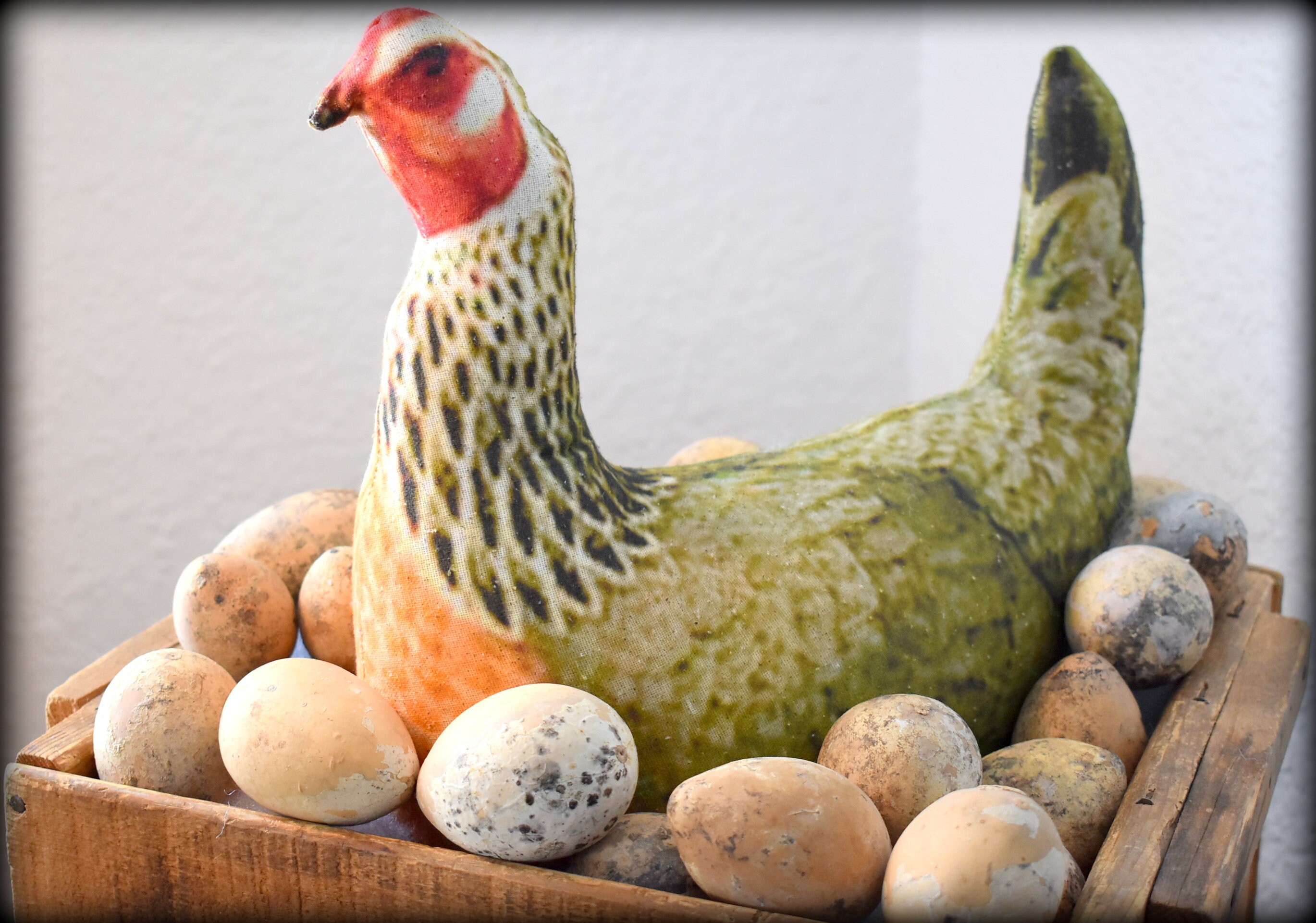 Rustic Primitive Farm Farmhouse Green Rooster Hen Chicken Fake - Etsy