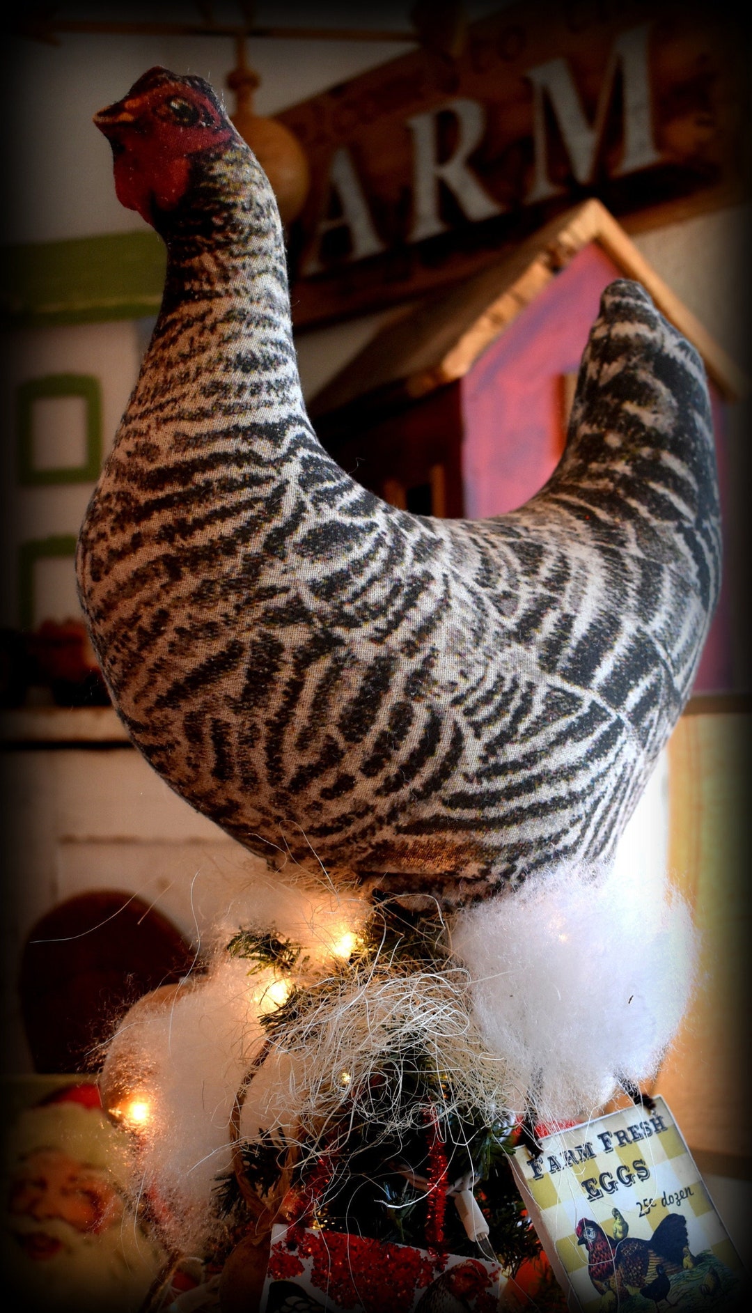 TREE TOPPER Big Hen Chicken Poultry Lover Farm Farmhouse Christmas ...