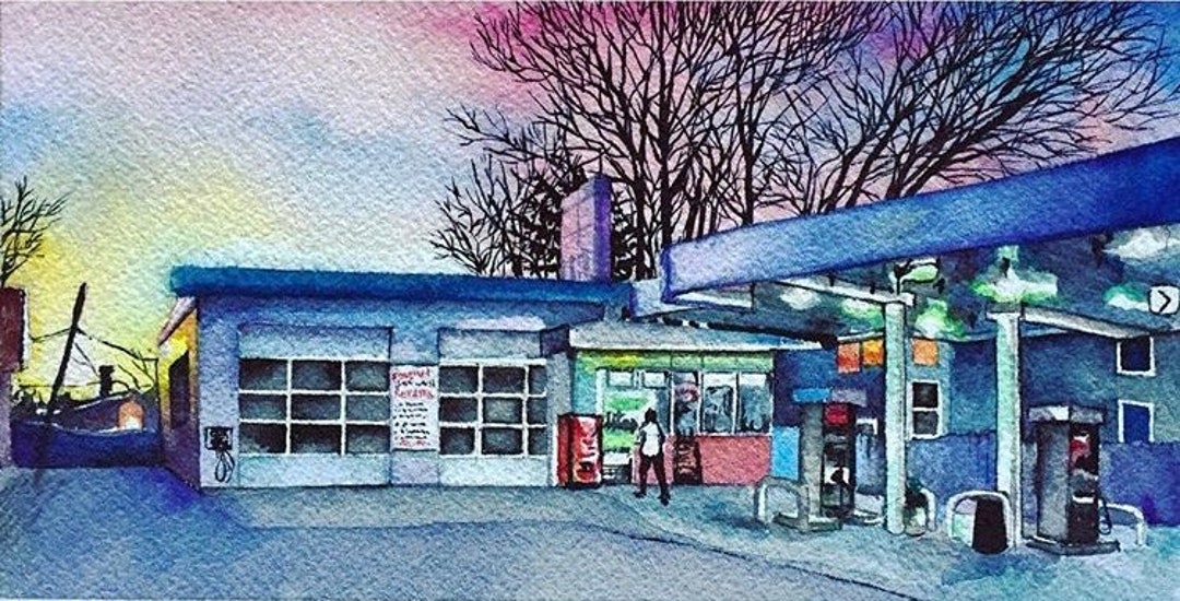 JP Gas Station Print - Etsy