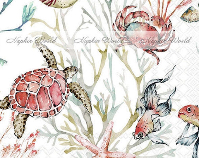 Decoupage Napkins Ocean Waves Paper Napkins Set of 3 Cocktail Size - Etsy