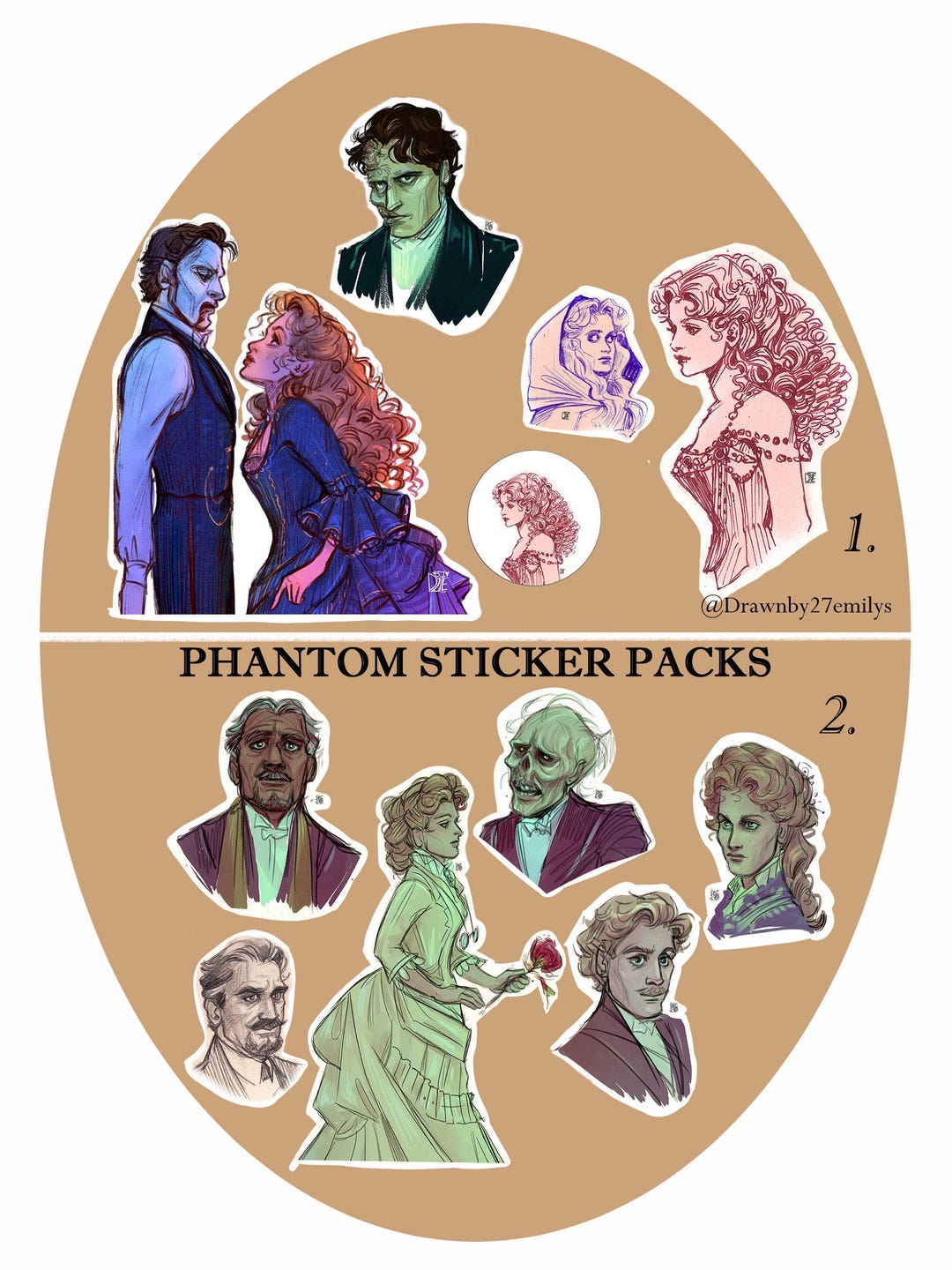 Phantom of the Opera Sticker Pack - Etsy