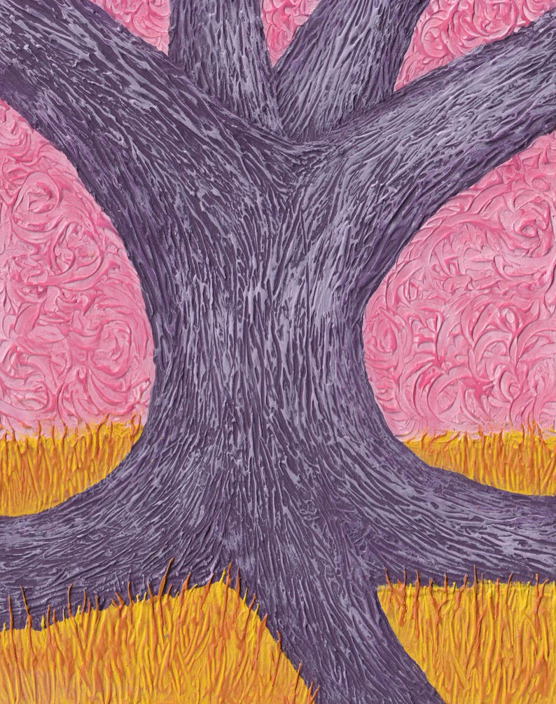 All the Texture Purple Tree Painting - Etsy