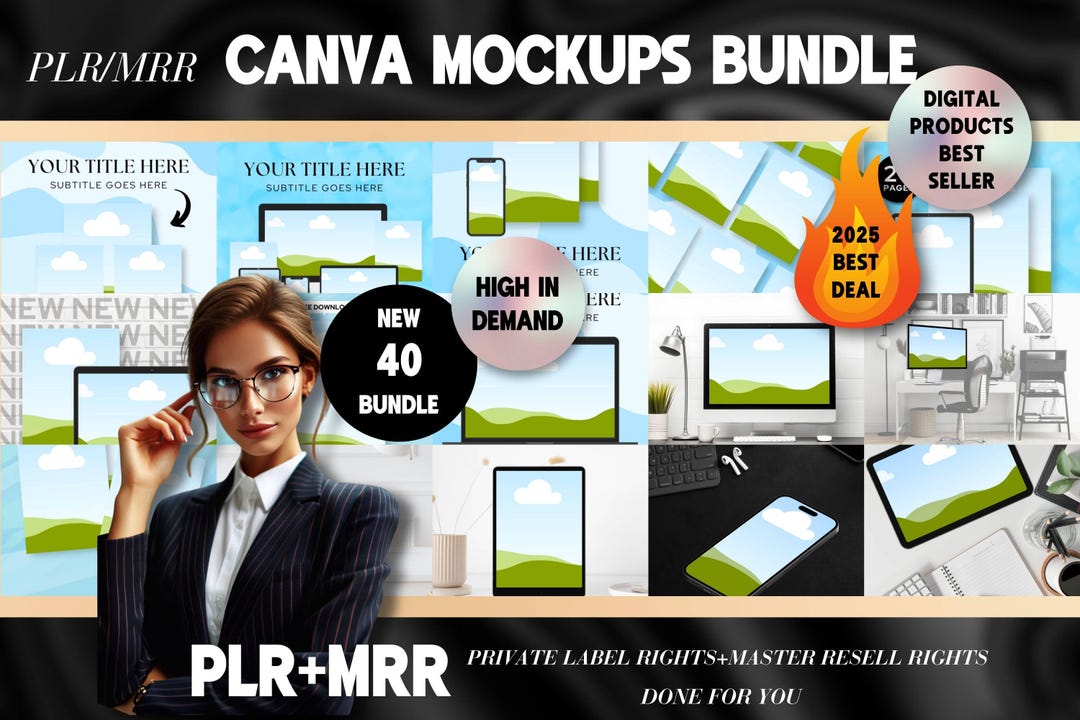 PLR MRR Canva Mockup Template Bundle Master Resell Rights Digital ...