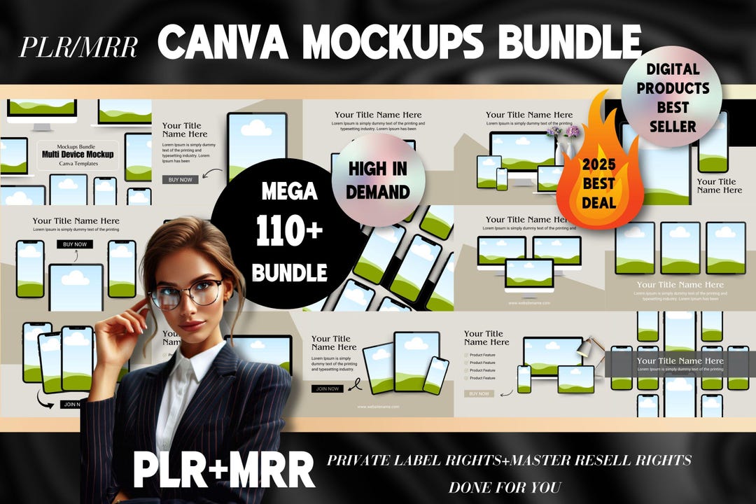 PLR MRR Canva Mockup Template Bundle Master Resell Rights Digital ...
