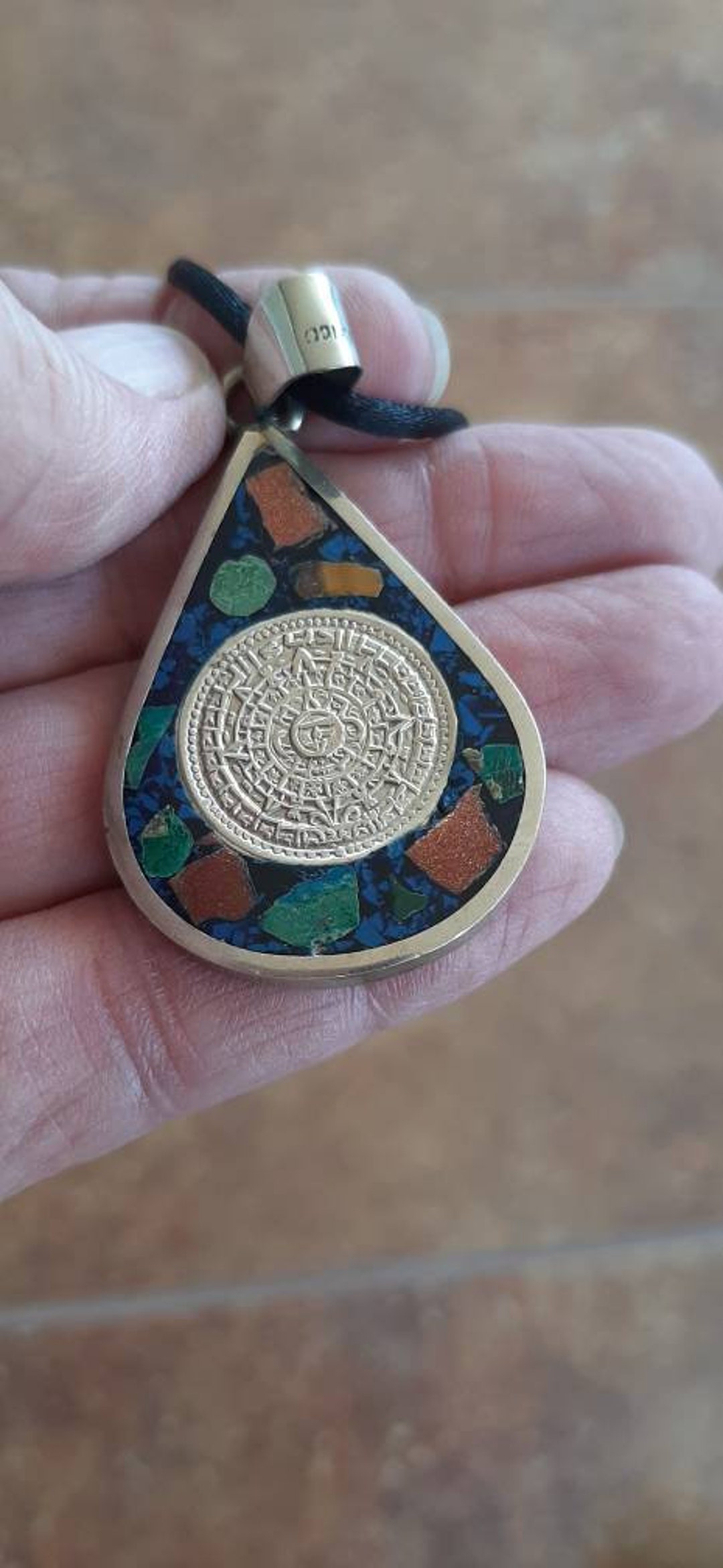 Vintage Reversible Mayan Aztec Calendar Pendant Necklace FREE SHIPPING ...