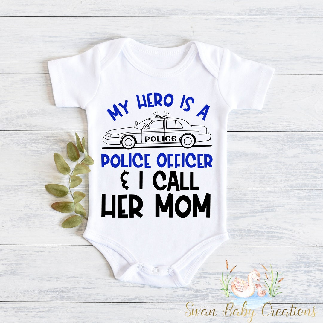 My Hero is Mommy Baby Outfit, Mom Cop Baby Clothes, Police Officer Baby ...