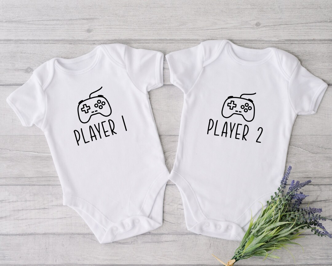 Player One Player Two Matching Twin Baby Bodysuits: Gamer Gift - Etsy