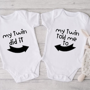 Twin Baby Bodysuit Set: Funny Matching Outfits - Etsy