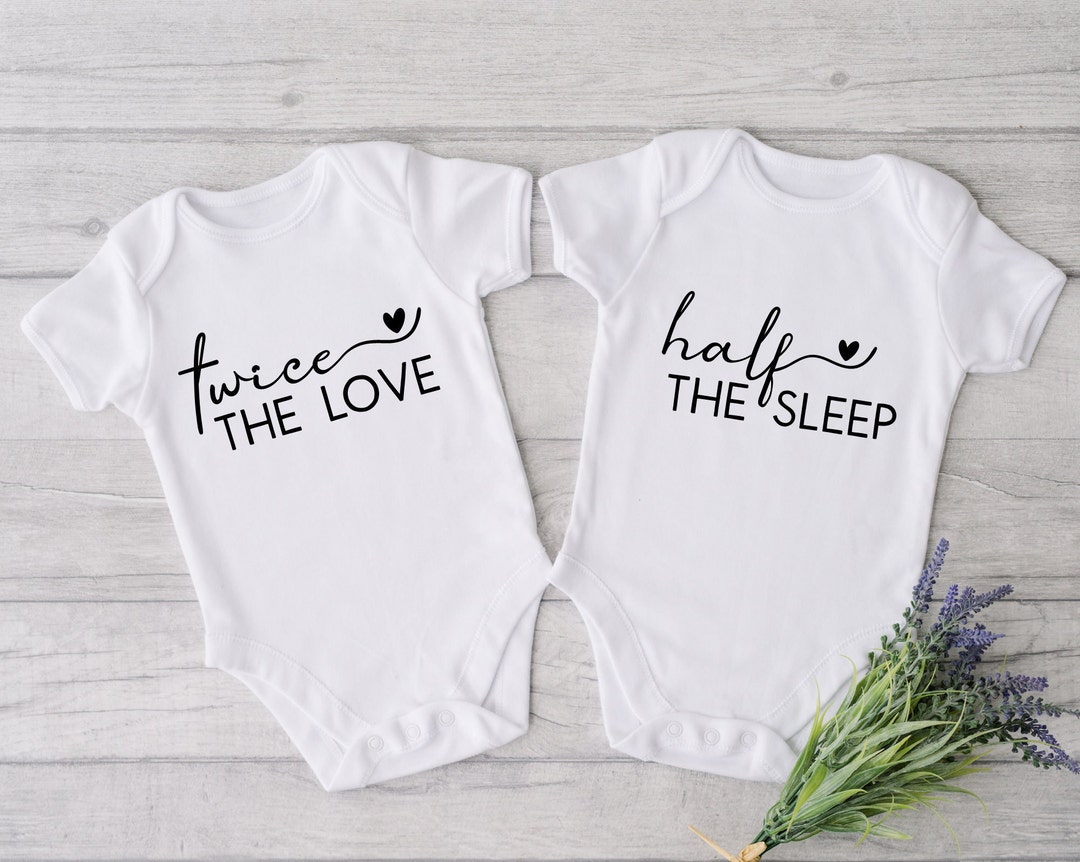 Twins Pregnancy Reveal Bodysuit Set: Twice the Love, Half the Sleep - Etsy