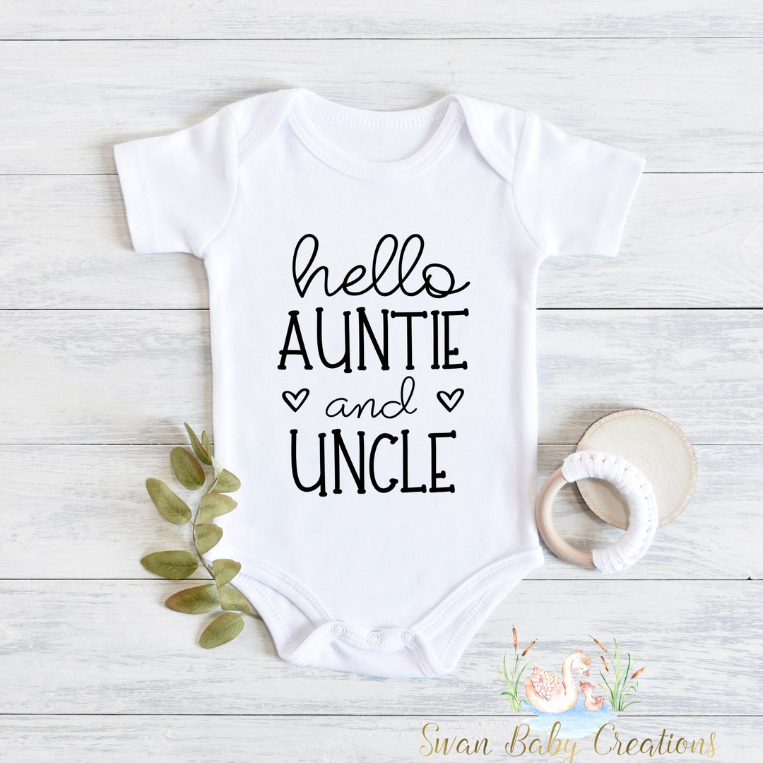 Hello Auntie and Uncle Pregnancy Announcement Baby Bodysuit - Etsy