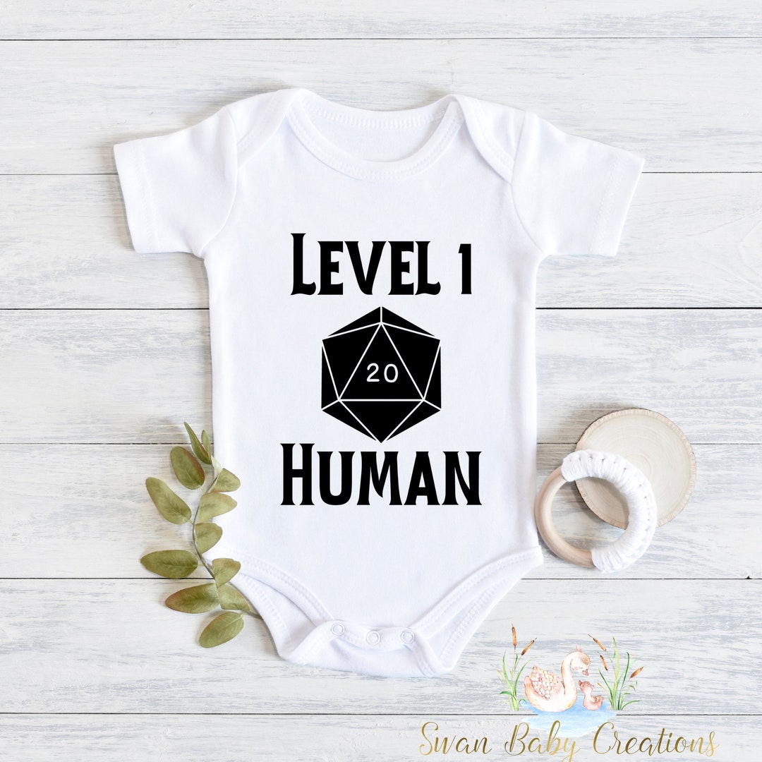 Level One Human Baby Bodysuit, Funny Gamer Baby Gift, Level 1 Human ...