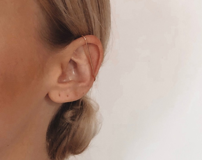 LONG Industrial Ear Bar Cartilage Cuff No Piercing / 18 Gauge - Etsy