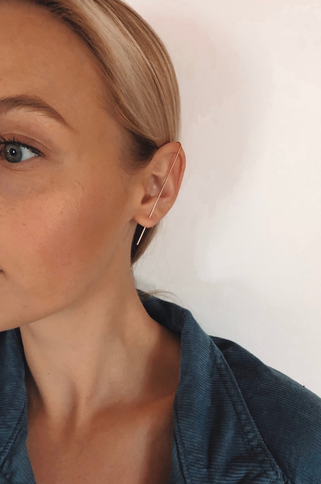 Ear Pin Cuff Smooth Earrings or Ear Spear / 18 Gauge / 14k Yellow or ...