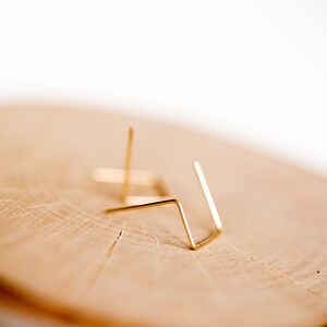 ERIN Double Short Threader Earrings With Bar / 22 Gauge / 14k - Etsy