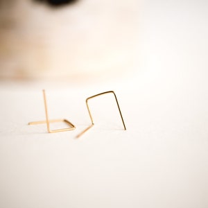 ERIN Double Short Threader Earrings With Bar / 22 Gauge / 14k - Etsy