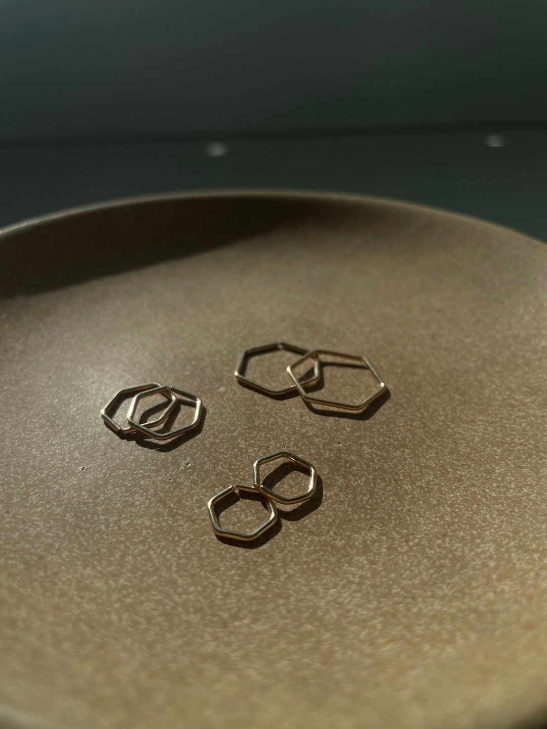 Honeycomb Hoop Stack of 6 / 22 or 18 Gauge / 14k Yellow or Rose Gold ...