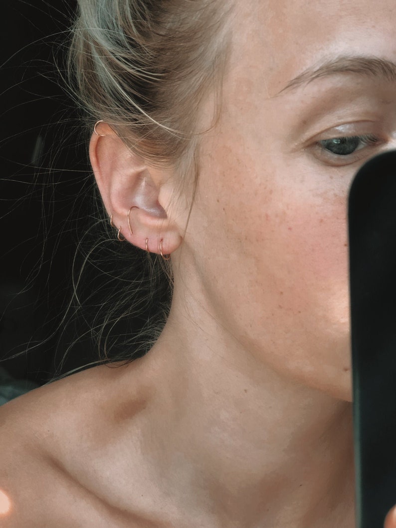 Ear Suspender Arc Threader Earrings / 22 or 18 gauge / 12k | Etsy