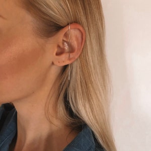 Ear Pin Cuff Smooth Earrings or Ear Spear / 18 Gauge / 14k Yellow or ...