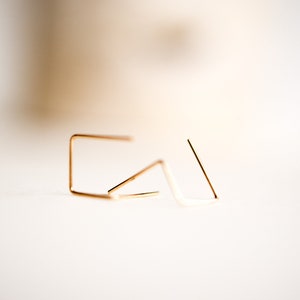 ERIN Double Short Threader Earrings With Bar / 22 Gauge / 14k - Etsy