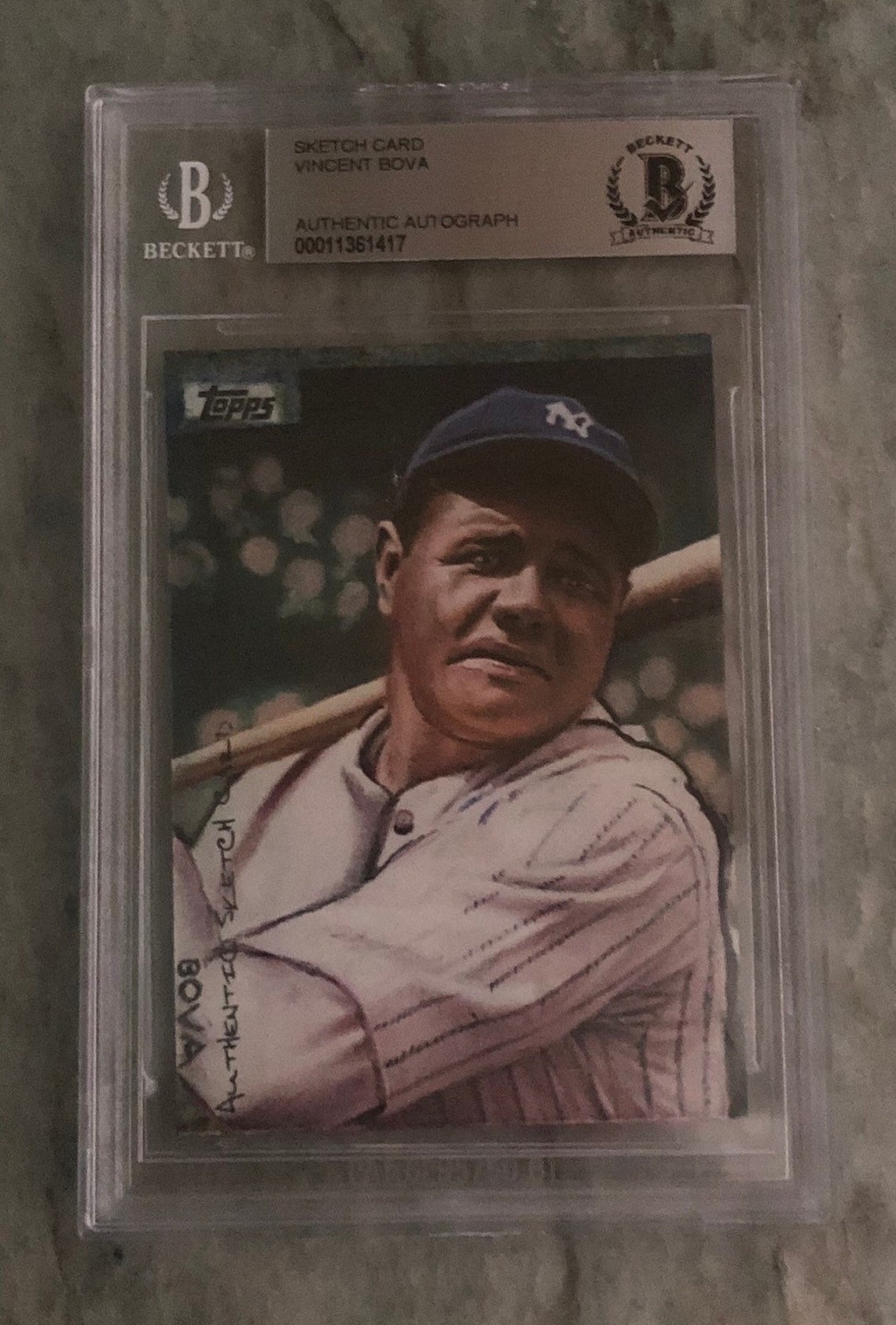 Babe Ruth Authentic TOPPS ART SKETCH Card 1/1 - Hand Drawn by Vincent ...