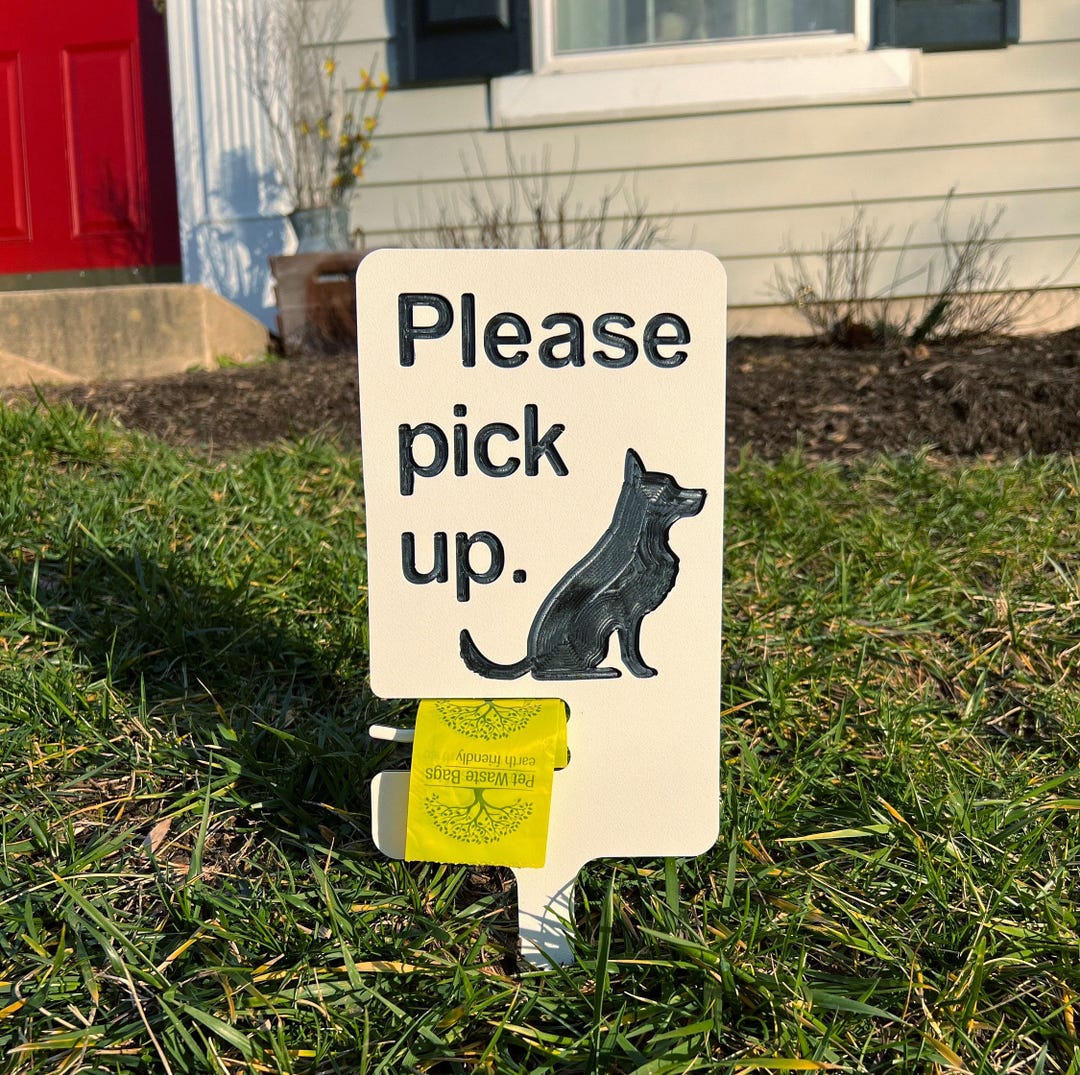 Dog Poop Sign With Bag Holder: Please Clean up After Your Pet - Etsy