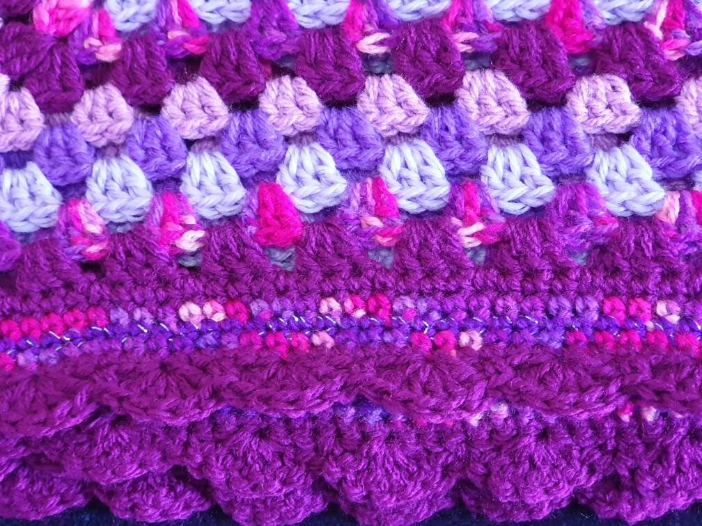 Heirloom Retro Afghan, Blanket or Throw in Stunning Purple and Pink ...