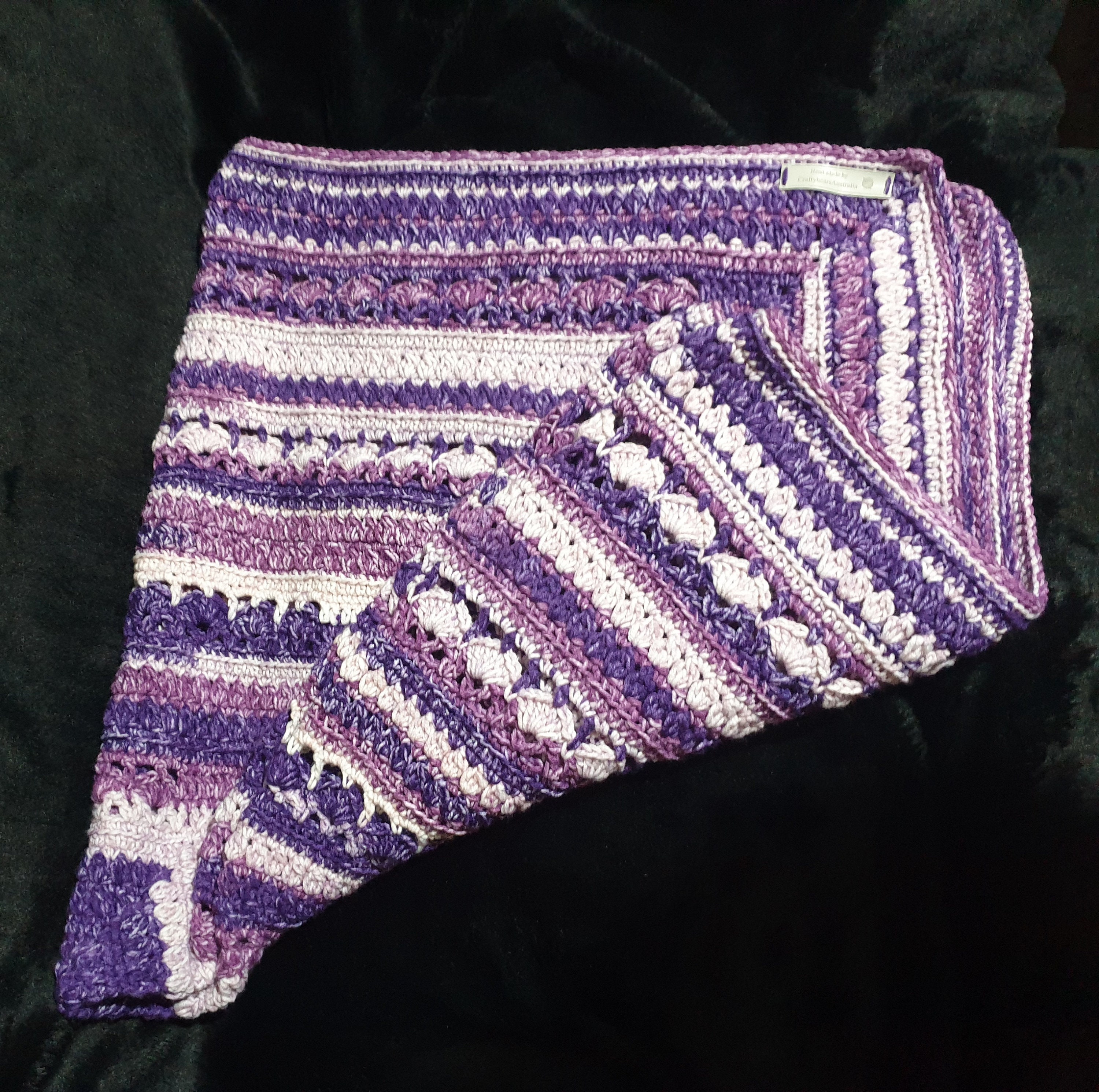 Hand Made, Heirloom Crochet Afghan, Throw or Blanket in Gorgeous Purple ...