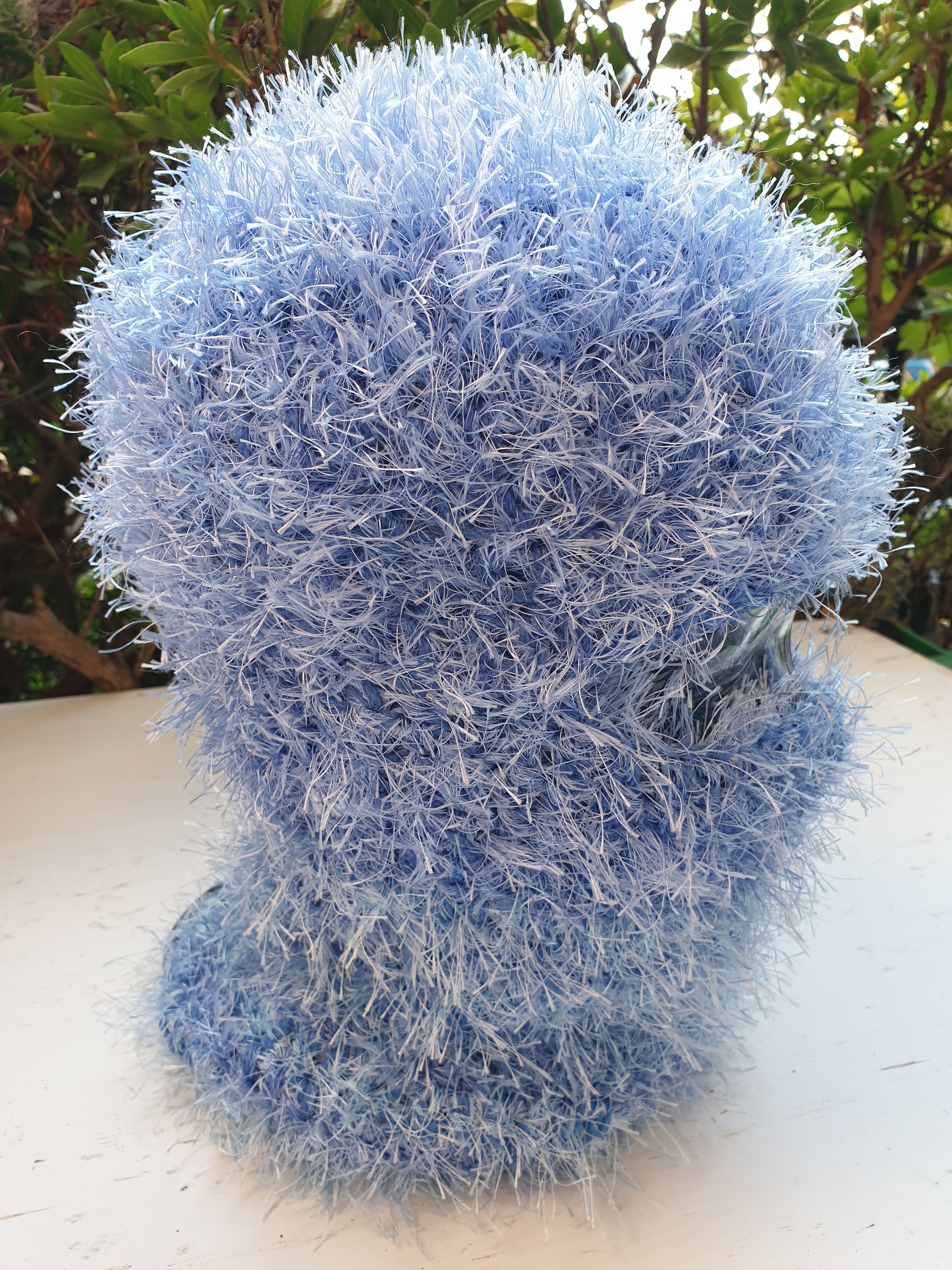 Distressed, Unisex, Crochet Ski Mask or Balaclava in Sky Blue 100% Wool ...