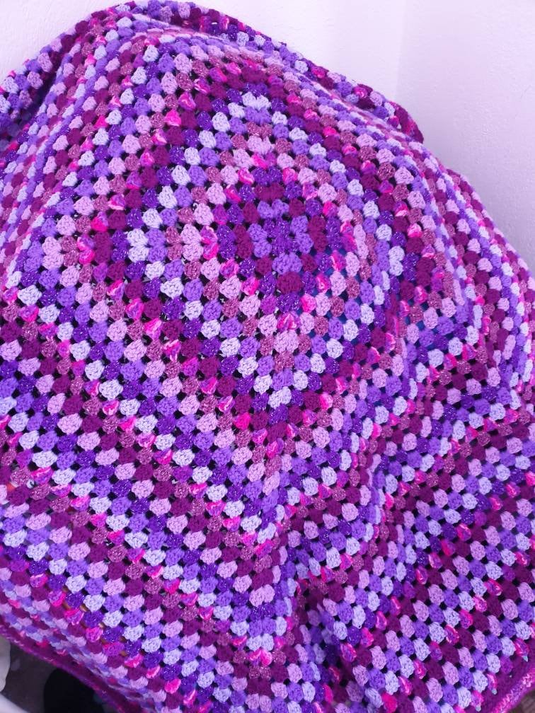 Heirloom Retro Afghan, Blanket or Throw in Stunning Purple and Pink ...